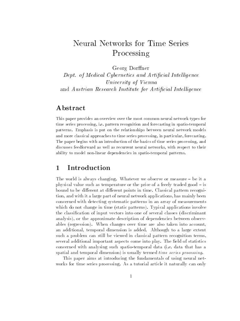 Neural Networks For Time Series Processing | PDF | Time Series ...