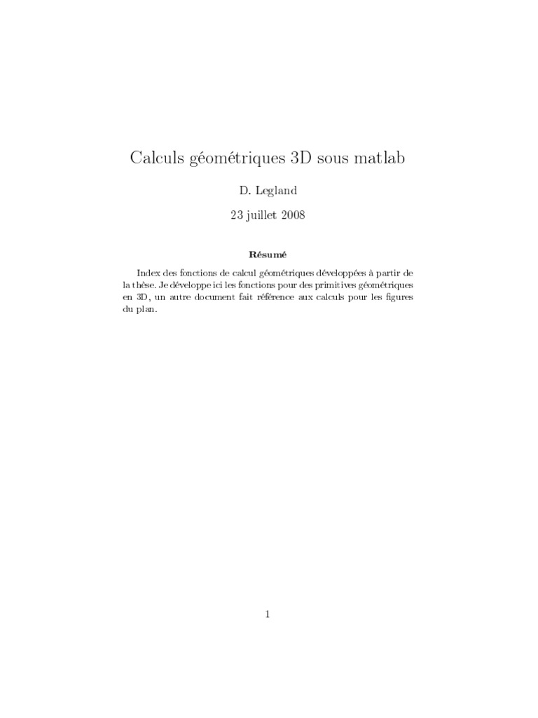 Matlab Calcul Geom 3d | PDF | Plan (Géométrie) | Polygone