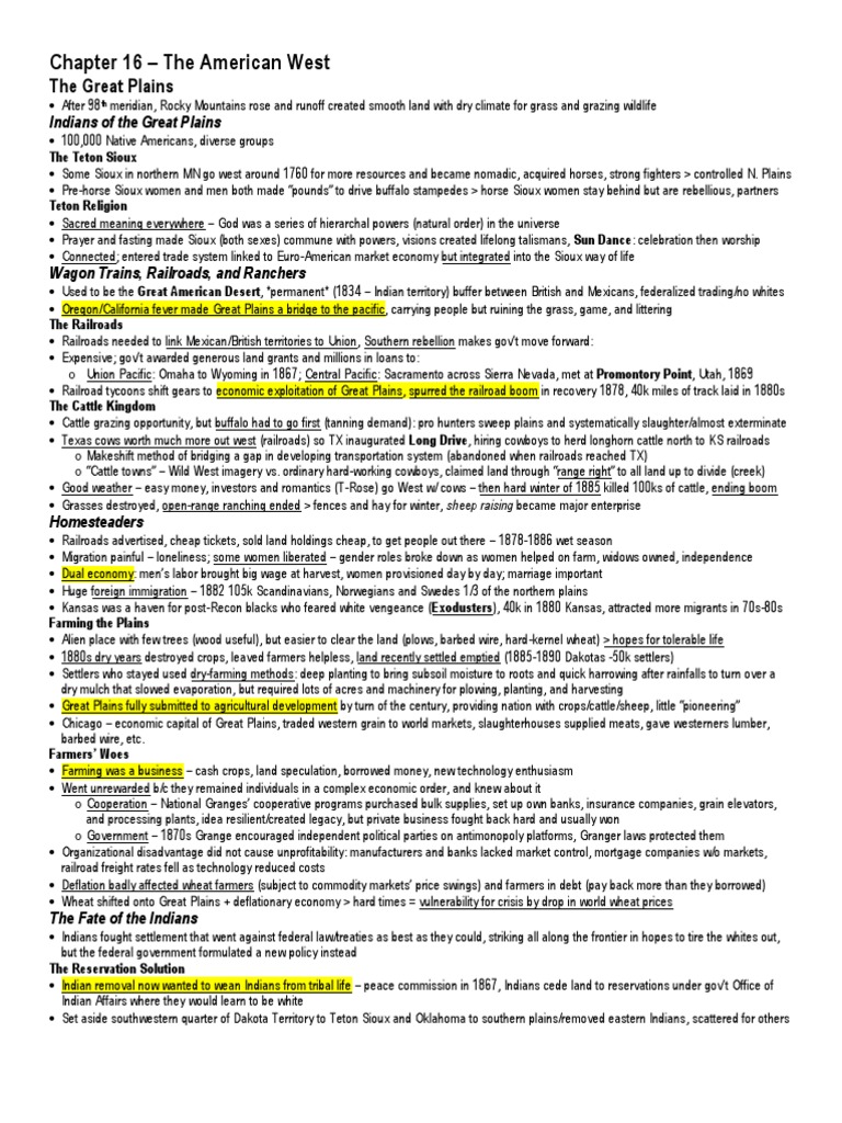 Chapter 16 - The American West | PDF | Native Americans In The United ...