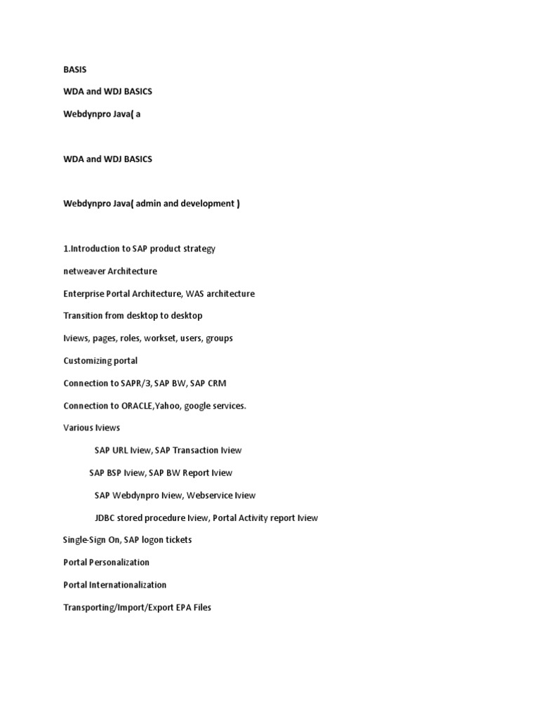 Basis Wda and WDJ Basics Webdynpro Java (A | Download Free PDF | Java (Programming Language ...