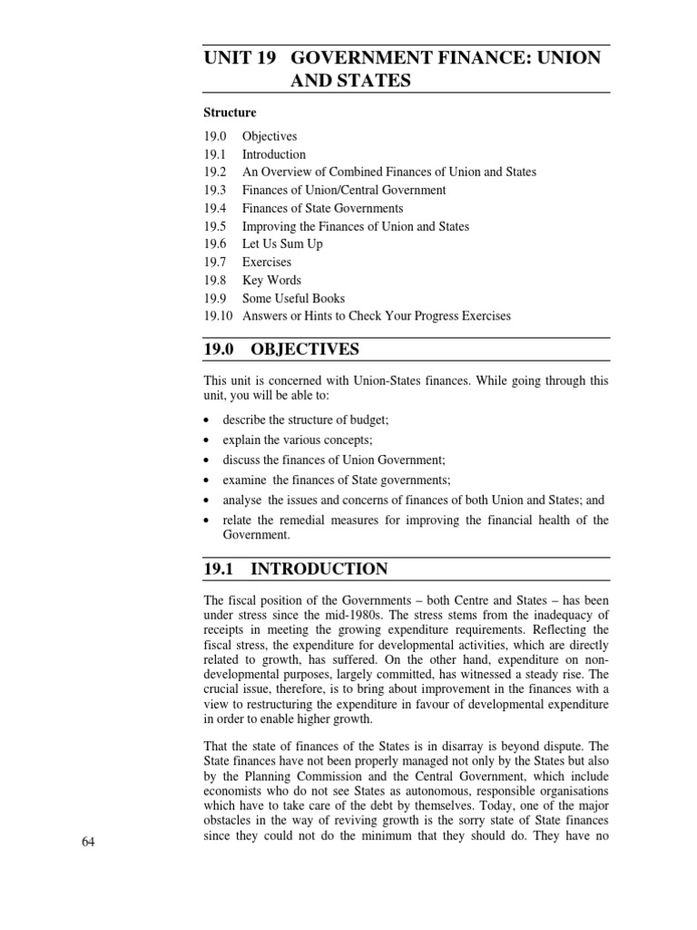Government Finance-Union and States | PDF | Government Budget Balance ...