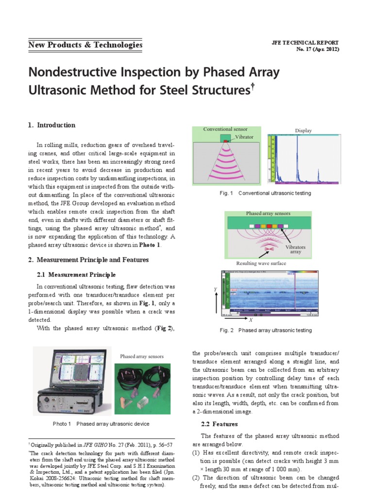 Nondestructive Inspection by Phased Array Ultrasonic Method For Steel ...