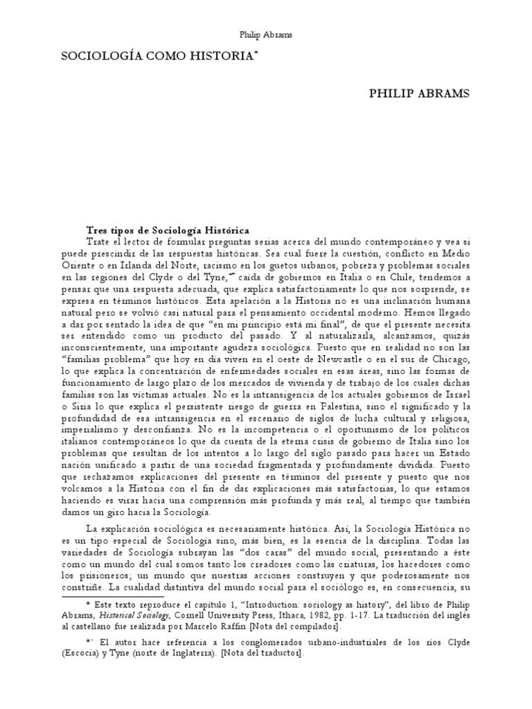 Sociología Histórica según Philip Abrams | PDF | Sociología | Sociedad
