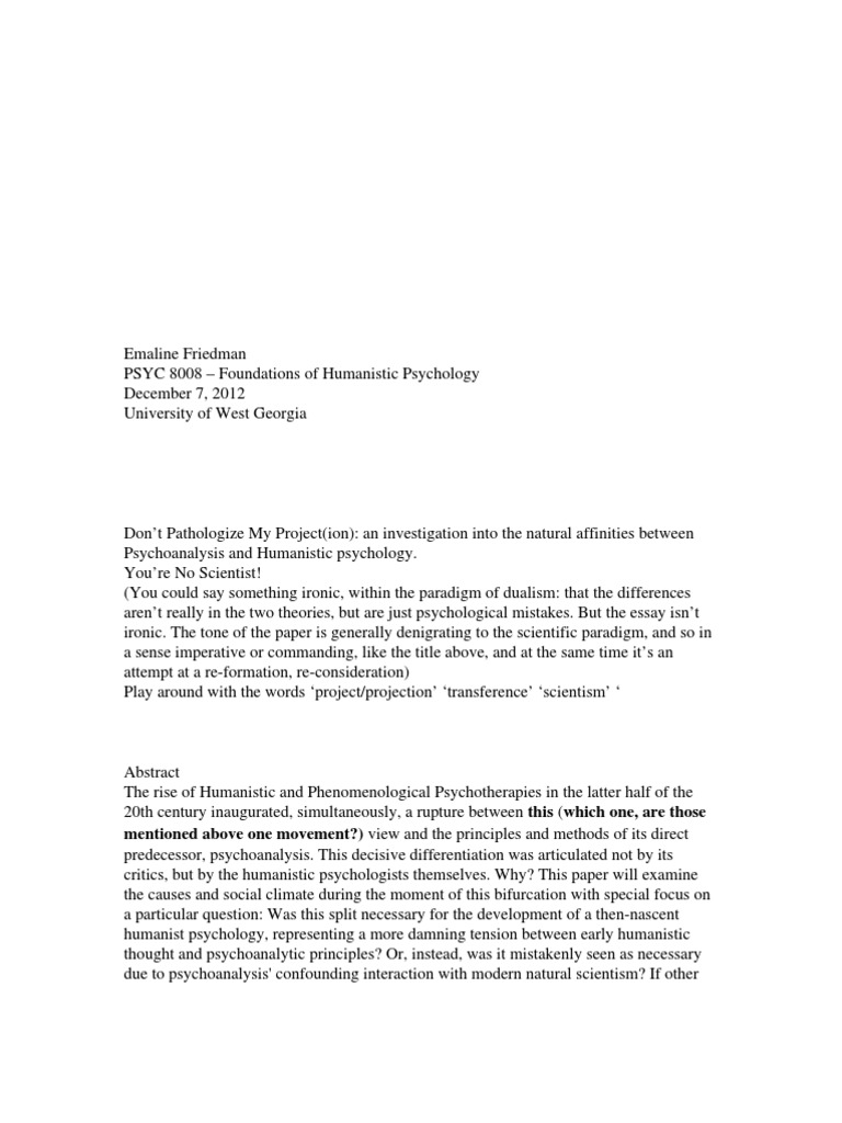 Don't Pathologize My Projection: An Investigation Into The Affinities ...