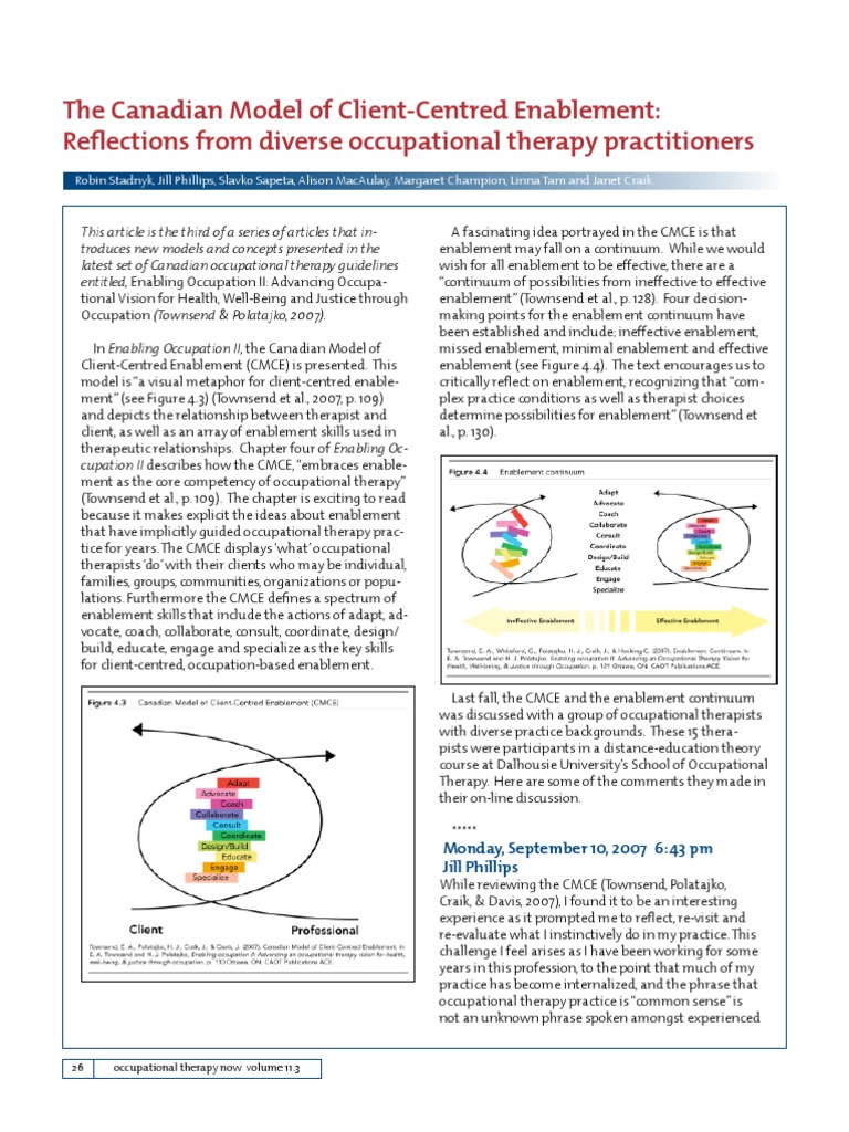 The Canadian Model of Client-Centred Enablement: Reflections From ...