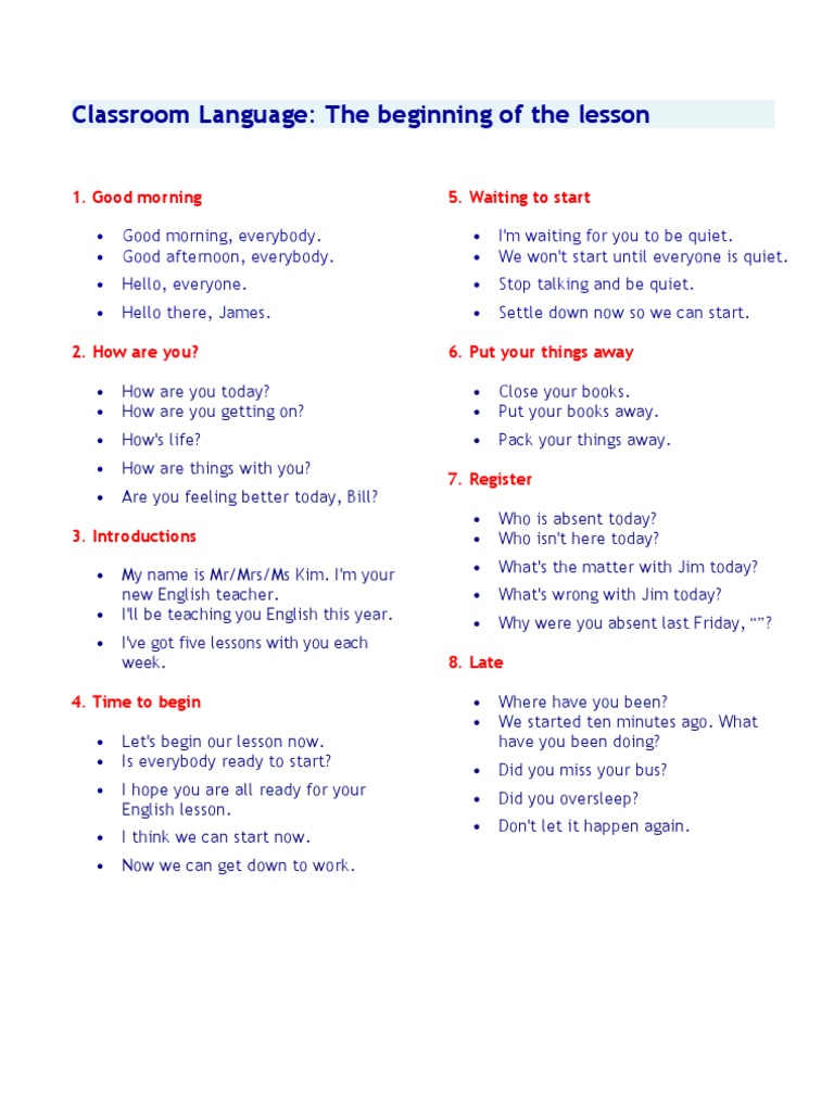 Classroom Language | PDF | Business