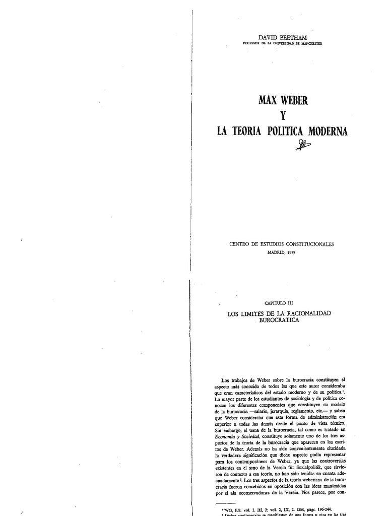 Beetham, David - Max Weber y La Teoria Politica Moderna - Cap. III y IV ...