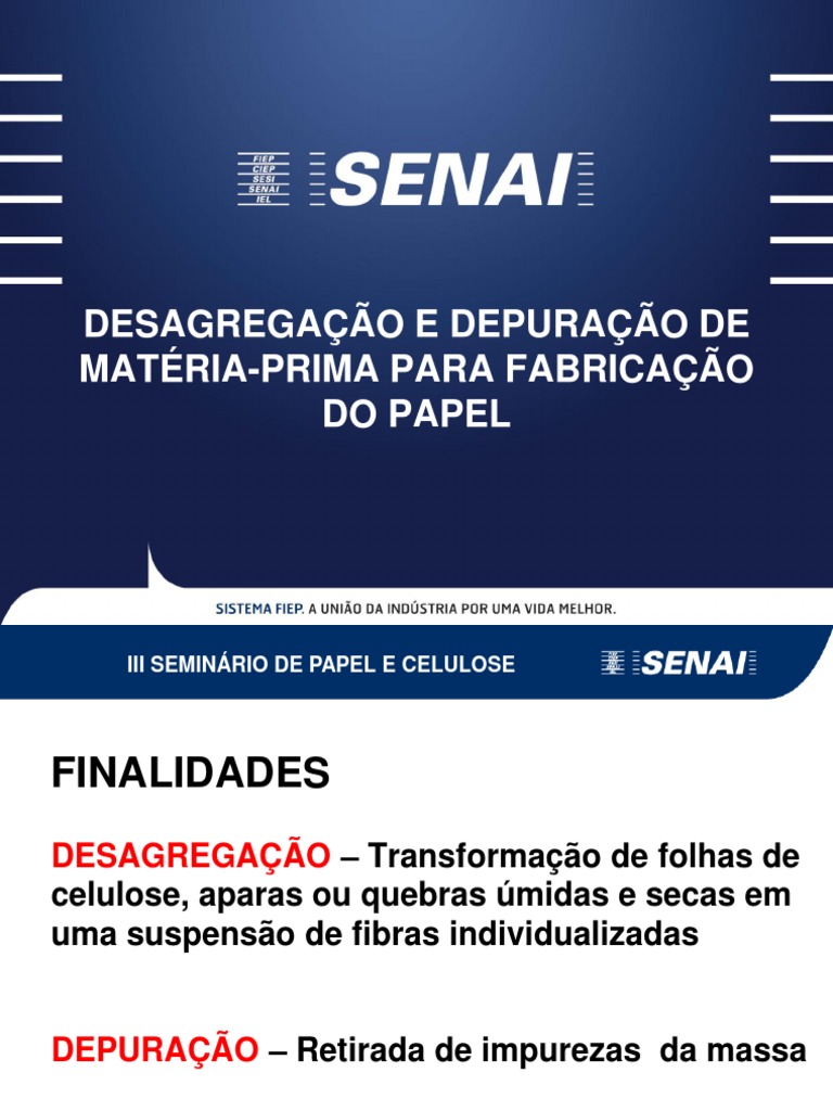 Desagregacao e Depuracao | PDF | Celulose | Centrífuga
