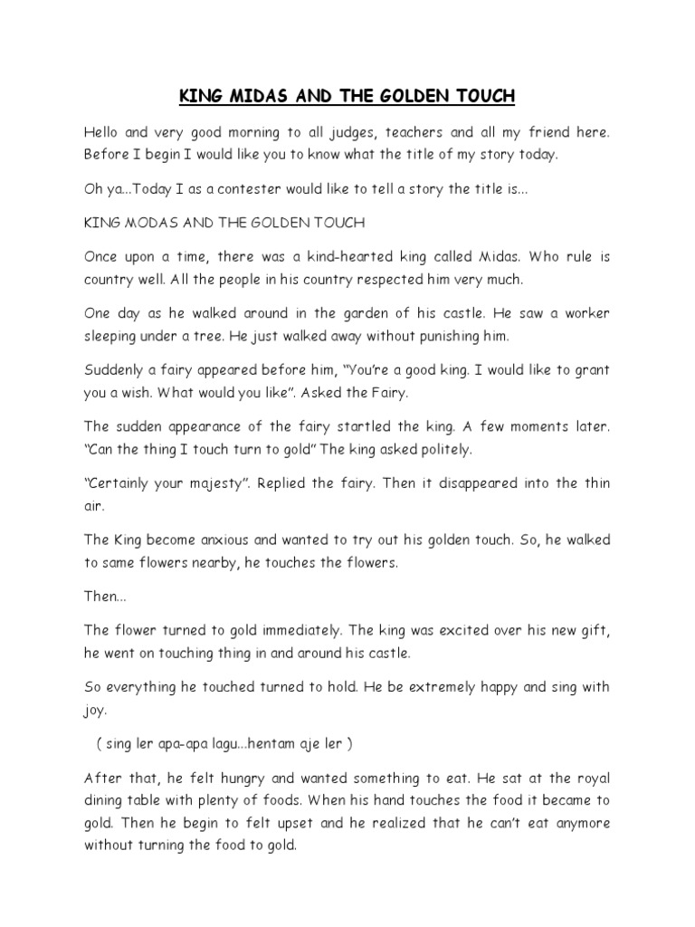 King Midas and The Golden Touch | PDF