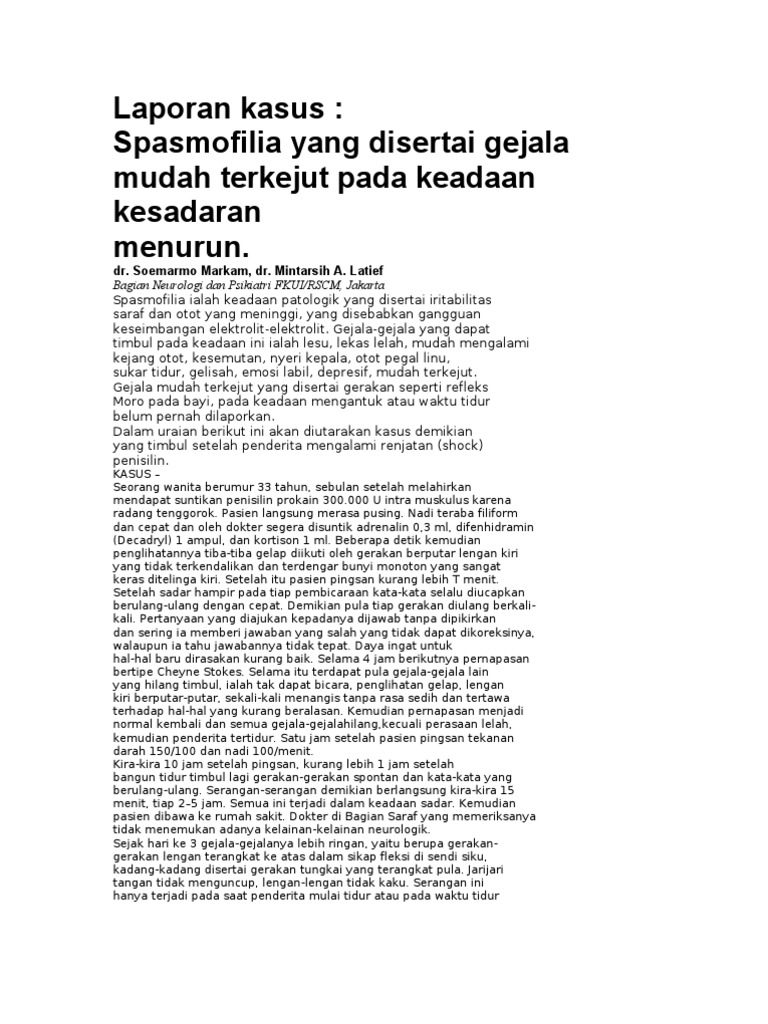 Kasus Spasmofilia Pasca Renjatan Penisilin | PDF | Kesehatan Holistik ...