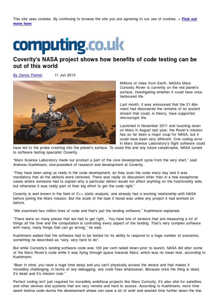 Benefits of Code Testing Can Be Out of This World | PDF | Rover (Space ...