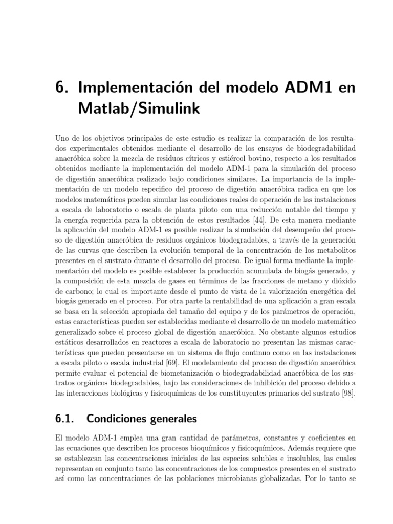 Implemetacion Del Modelo Adm1 en Matlab y Simulink | PDF | Ph | Matlab