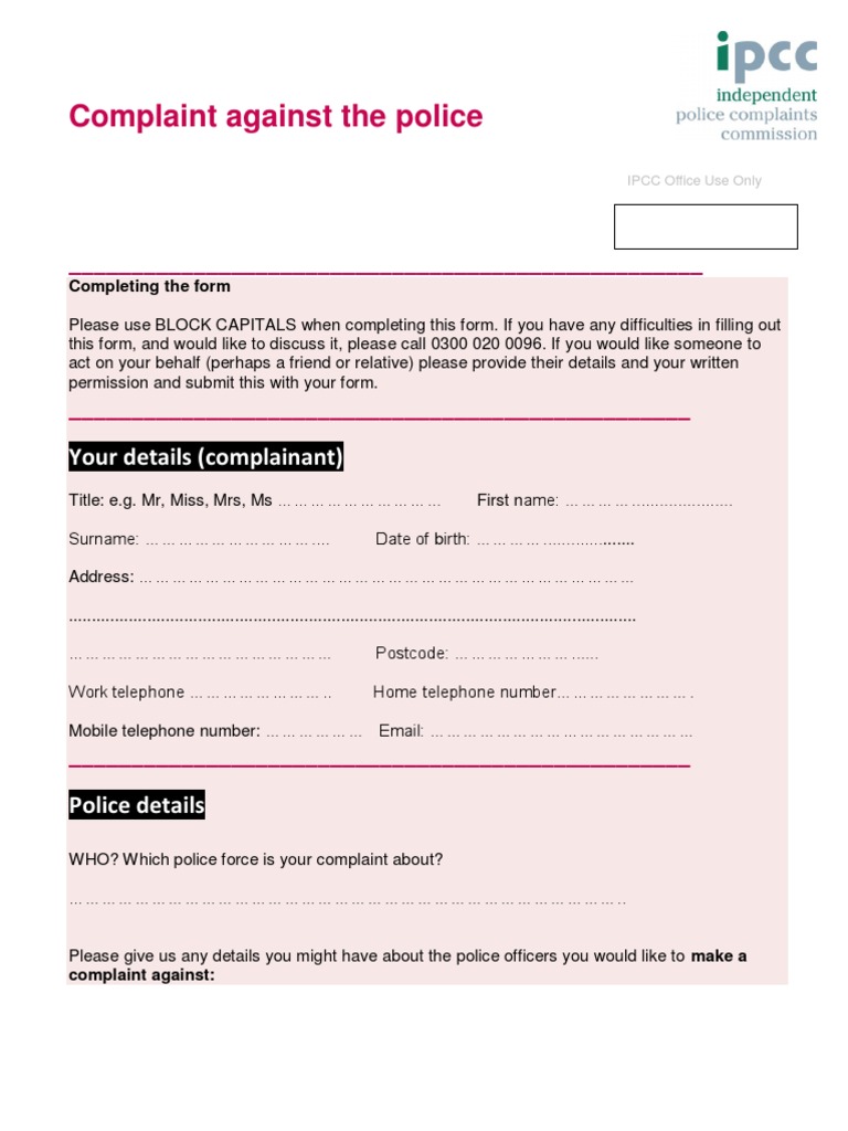 Complaint Against The Police: Your Details (Complainant) | PDF