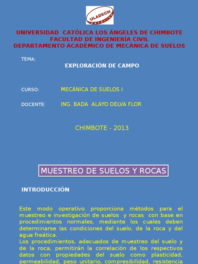 Exploracion de Campo | PDF | Mecánica de suelos | Suelo