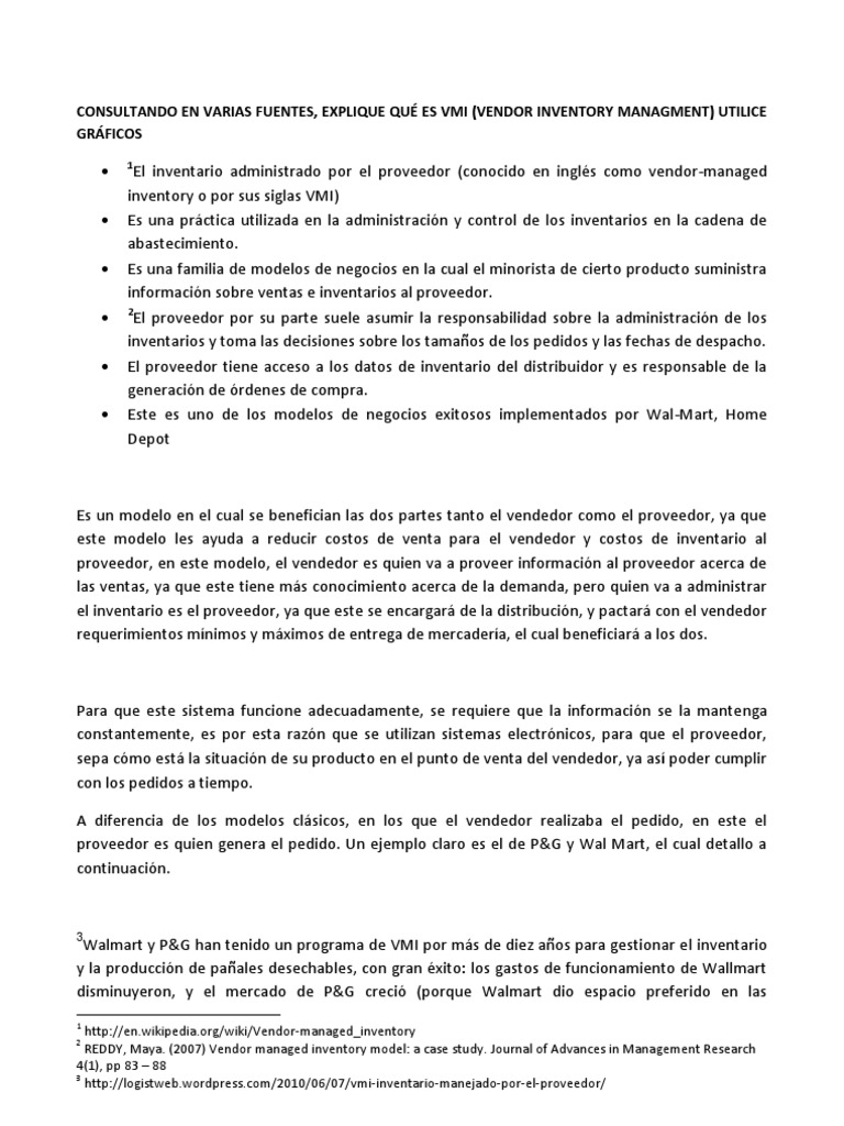 VMI Y Conclusiones | PDF | Walmart | Economias