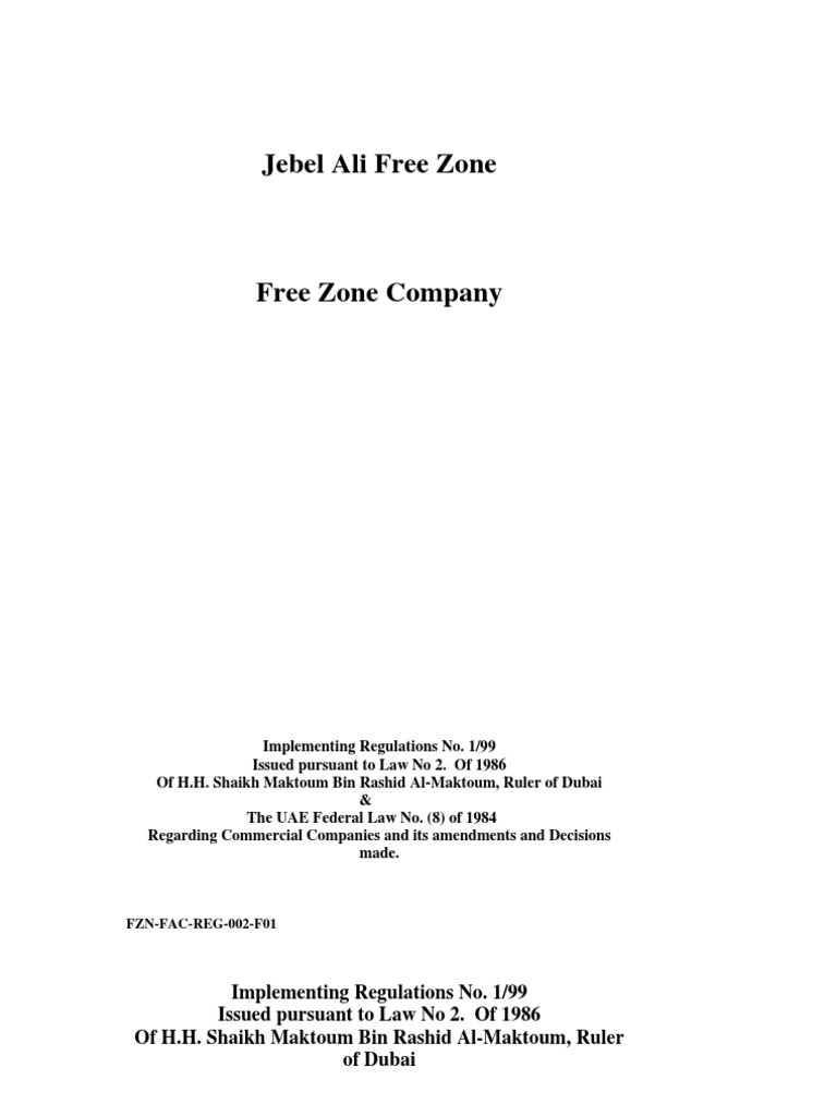 FZCO - Jebel Ali Regulations PDF | PDF | Board Of Directors | Liquidation