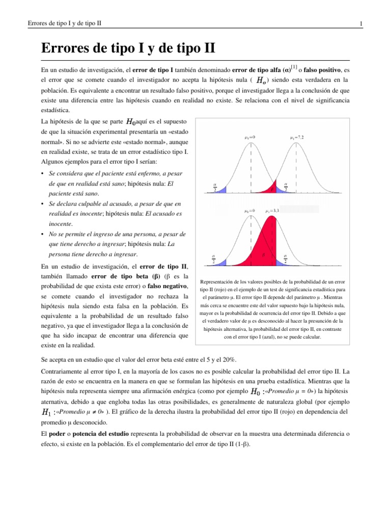 Errores de Tipo I y de Tipo II | PDF | Errores tipo I y tipo Ii | Análisis