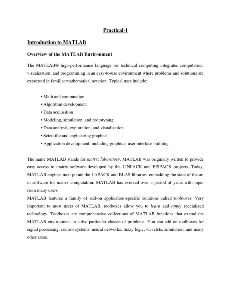 1introduction To MATLAB | PDF | Matlab | Graphical User Interfaces 1introduction To MATLAB | PDF | Matlab | Graphical User Interfaces