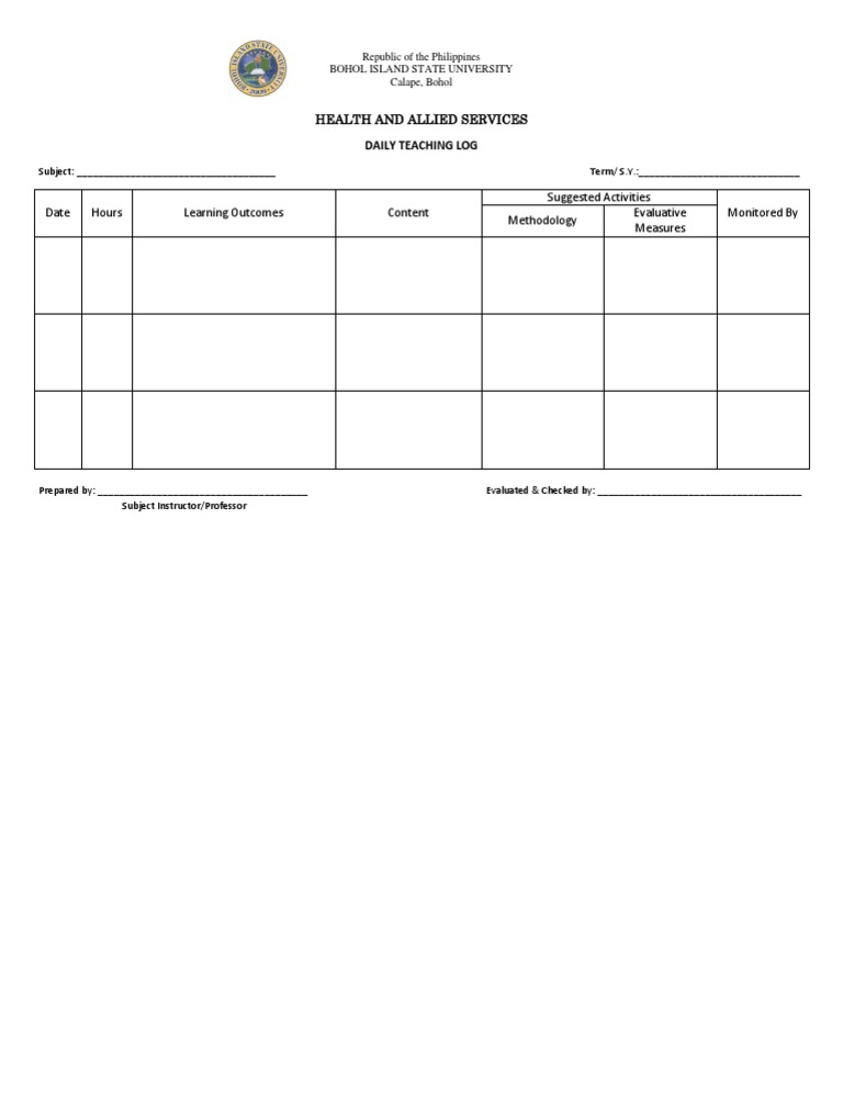 Daily Teaching Log Template | PDF