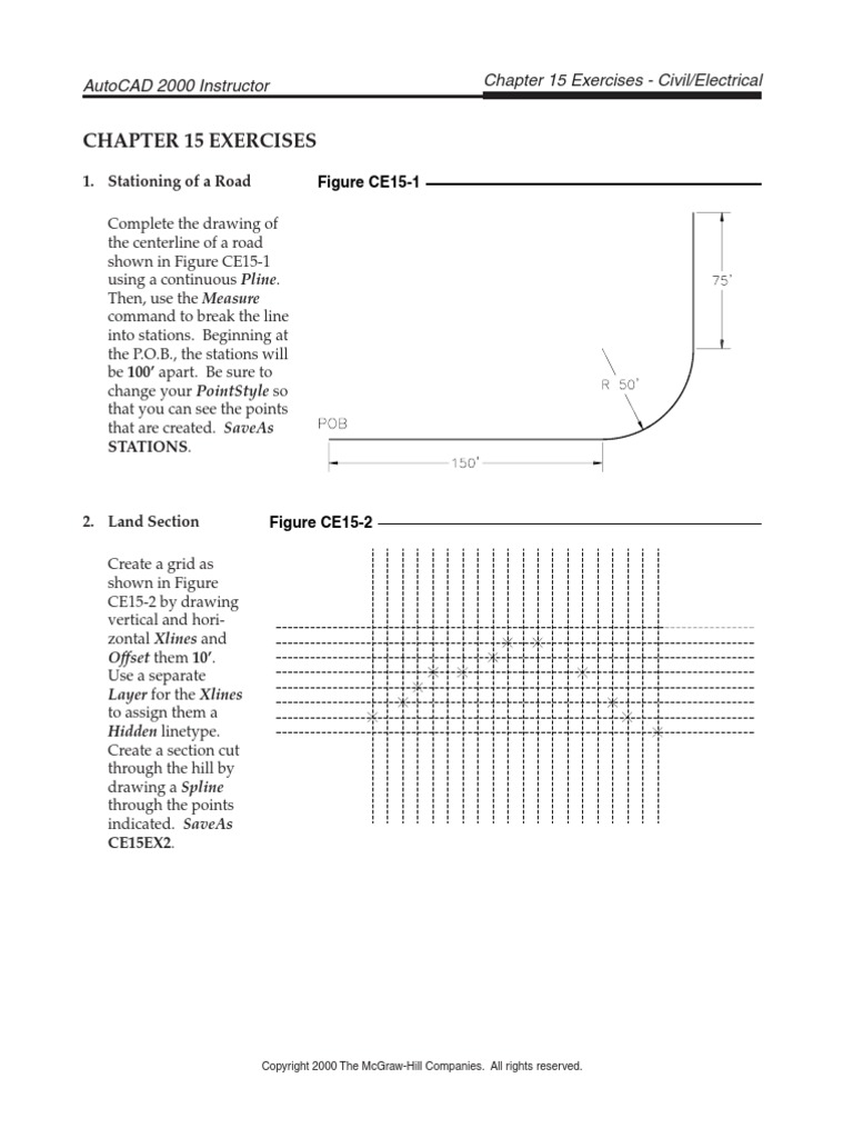 Chapter 15 Exercises - Civil/Electrical Autocad 2000 Instructor | PDF