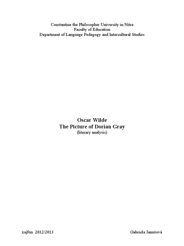 Dorian Gray: Themes and Character Analysis | PDF | The Picture Of ...