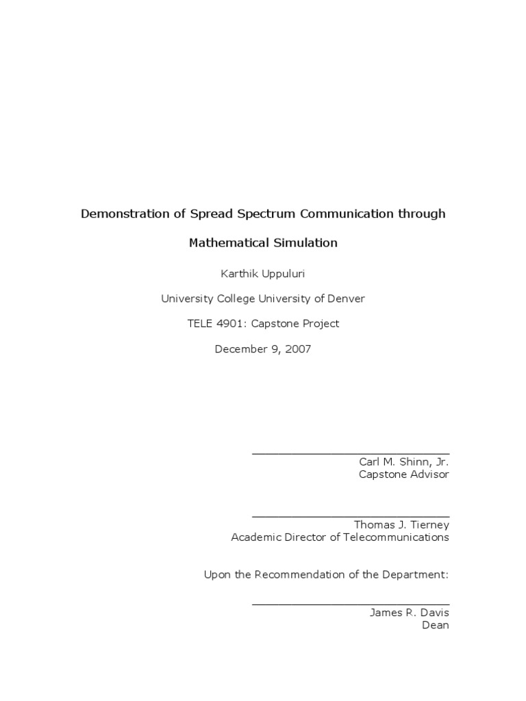 Demonstration of Spread Spectrum Communication Through Mathematical Simulation | PDF ...