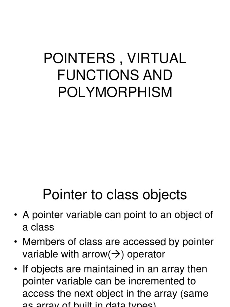 Pointers Virtual Functions And Polymorphism Pdf Inheritance Object Oriented Programming 