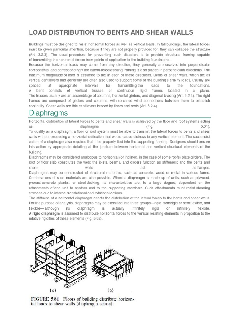 Load Distribution To Bents and Shear Walls | PDF | Stiffness | Framing ...