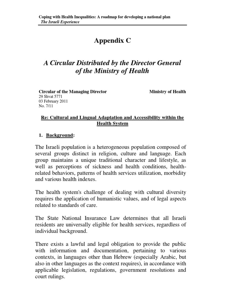 Health Ministry Circular On Language Accessibility of Health Services ...