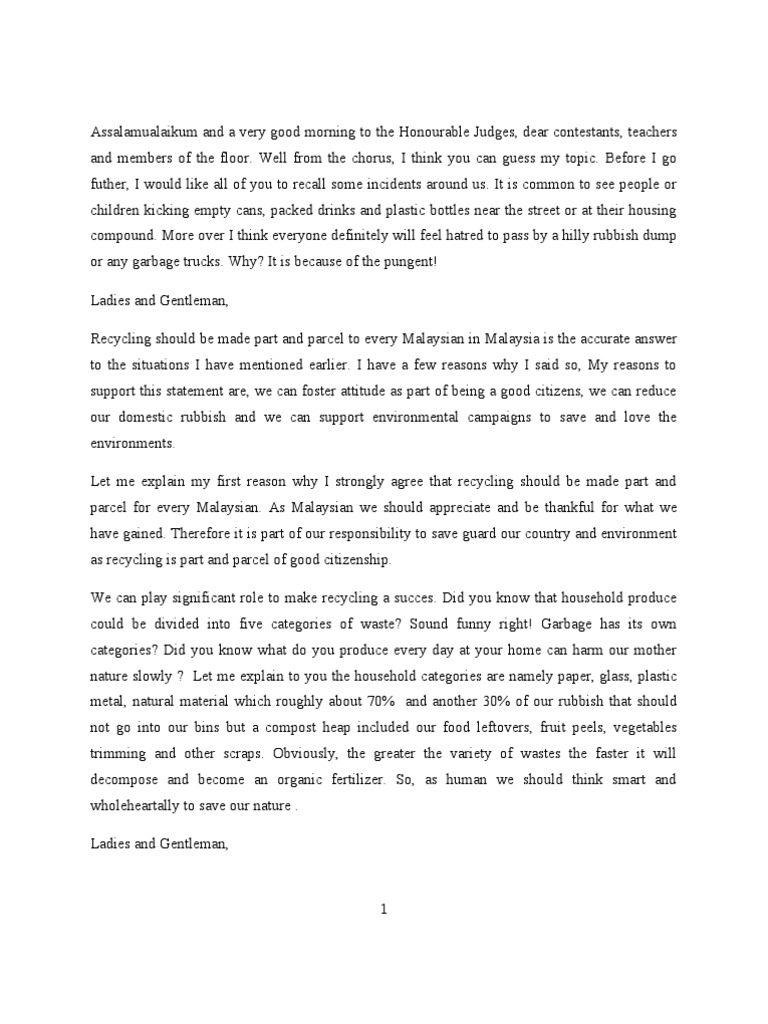 Teks of Public Speaking | PDF | Recycling | Compost