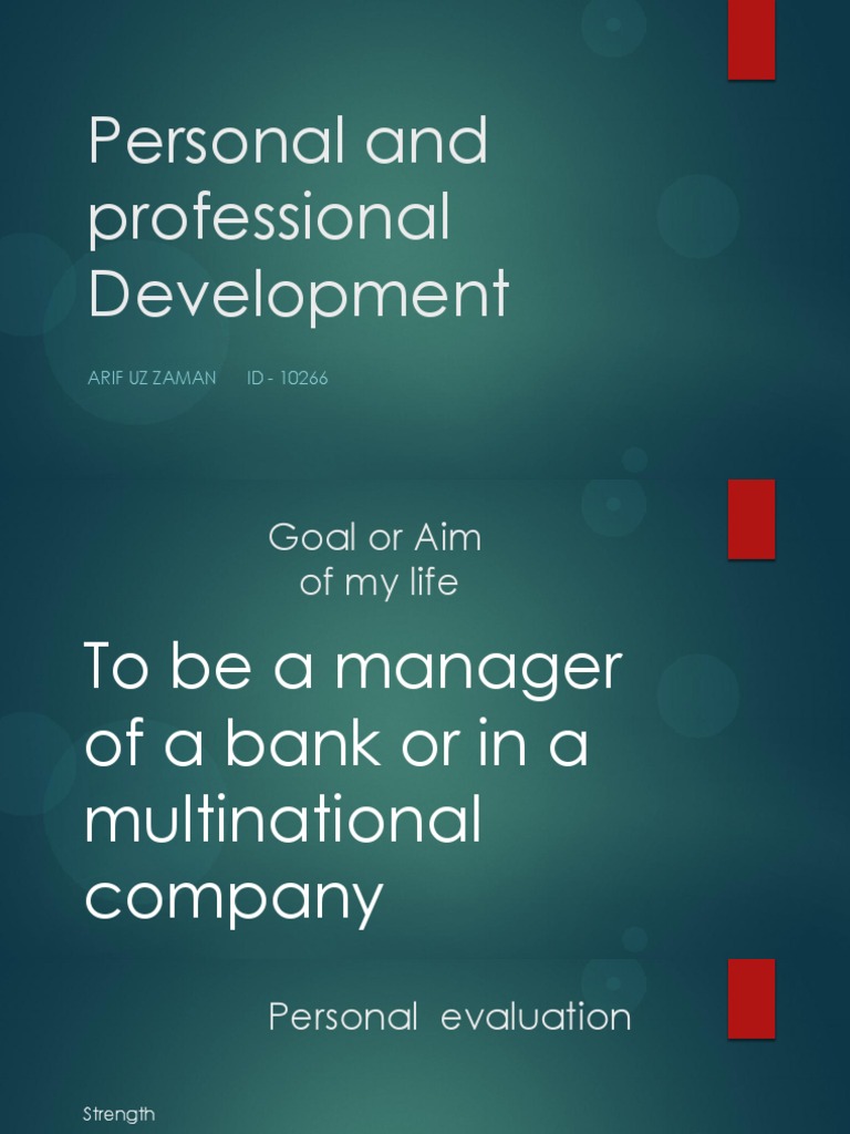 Personal Development Goals and Evaluation | PDF | Career & Growth ...