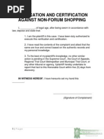 Certificate of Non-Forum Shopping Template | PDF