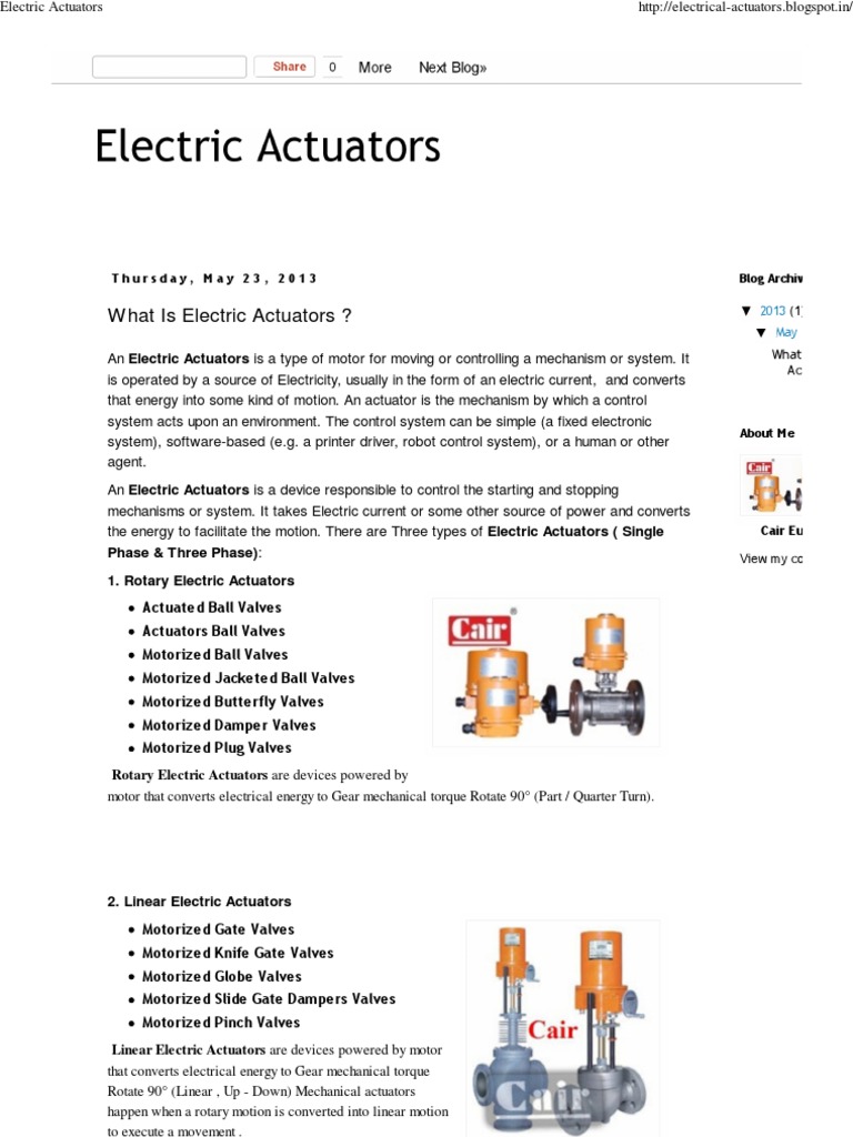 Electric Actuators | PDF | Actuator | Electric Motor