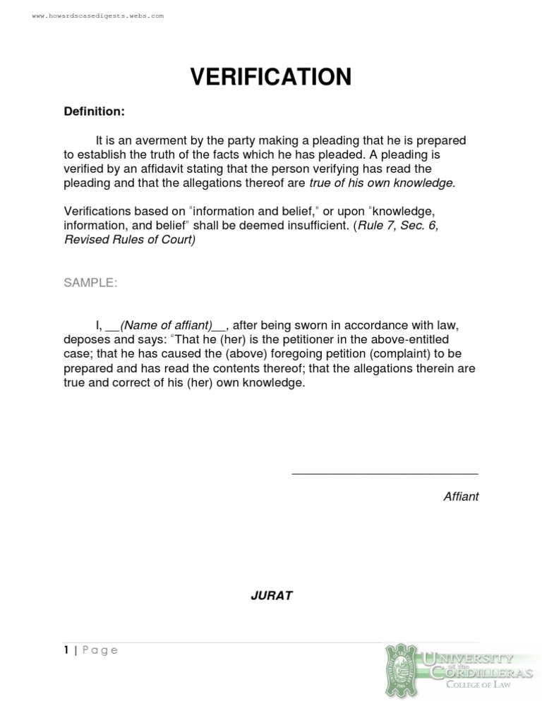 Verification: Definition | PDF | Law