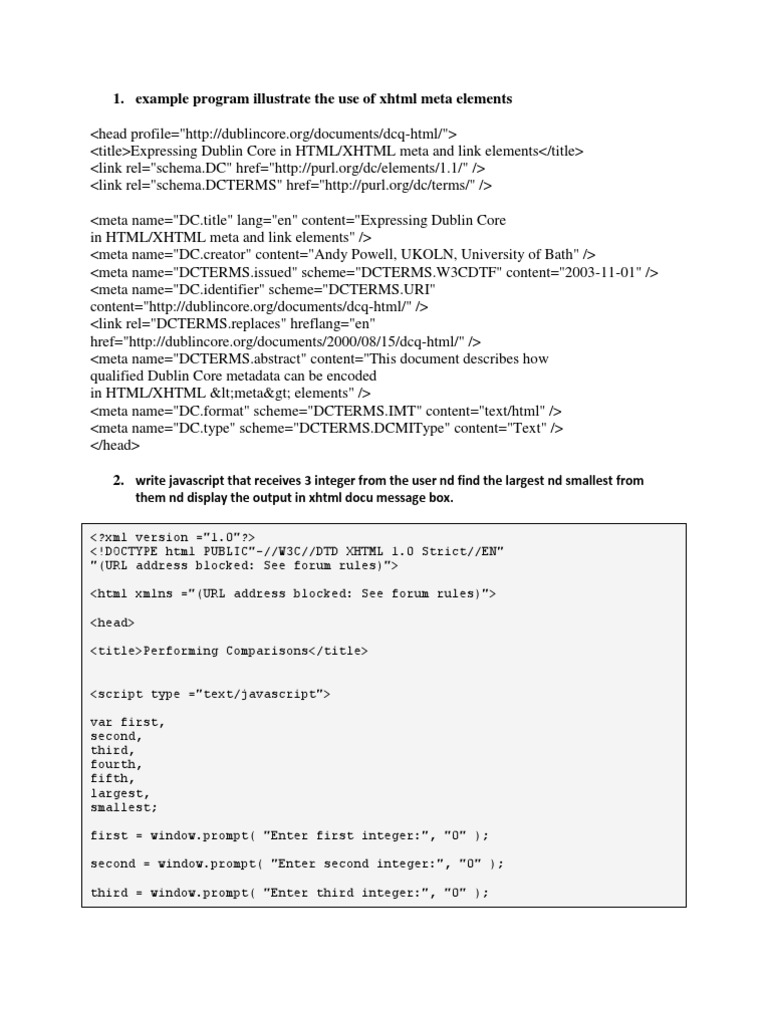 Example Program Illustrate The Use of XHTML Meta Elements | PDF | Xhtml ...