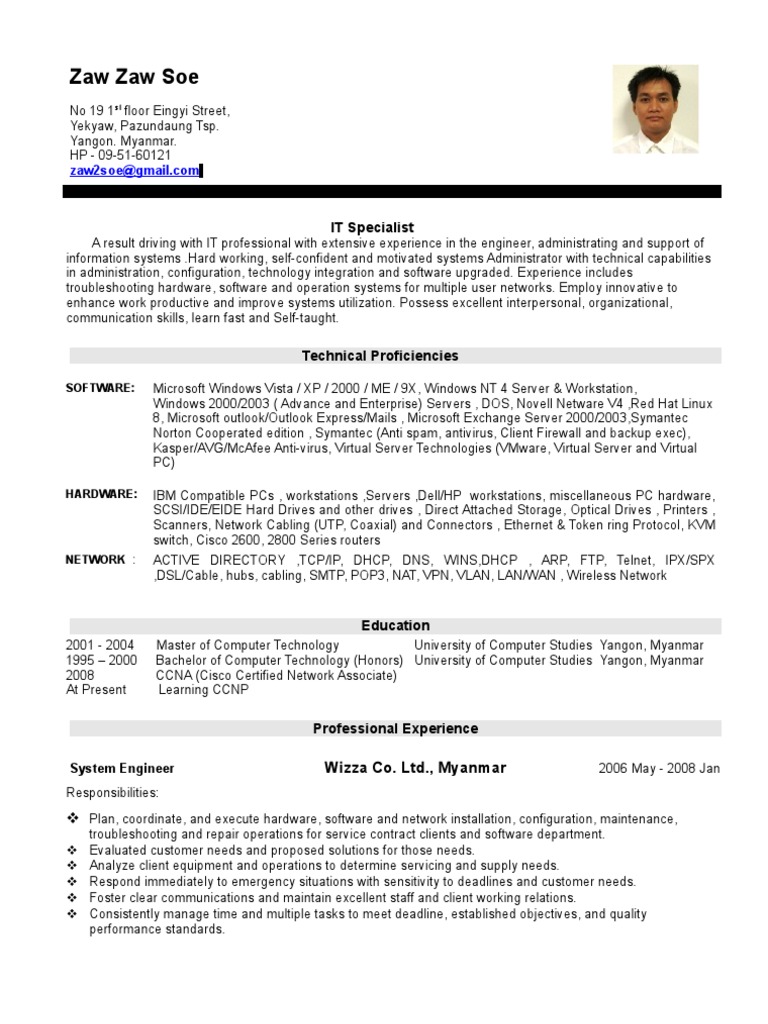 ZZS CV | PDF | Cisco Certifications | Computer Network