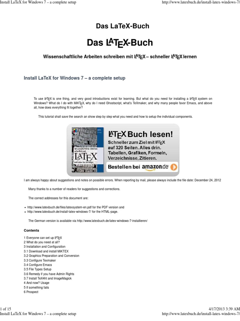 Install LaTeX For Windows 7 - A Complete Setup | PDF | Windows Registry ...
