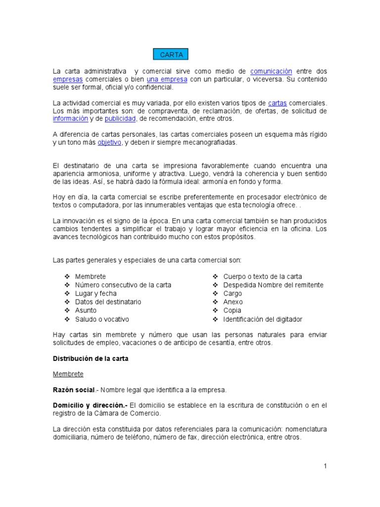 La Carta Administrativa y Comercial | PDF | Comunicación | Informática ...