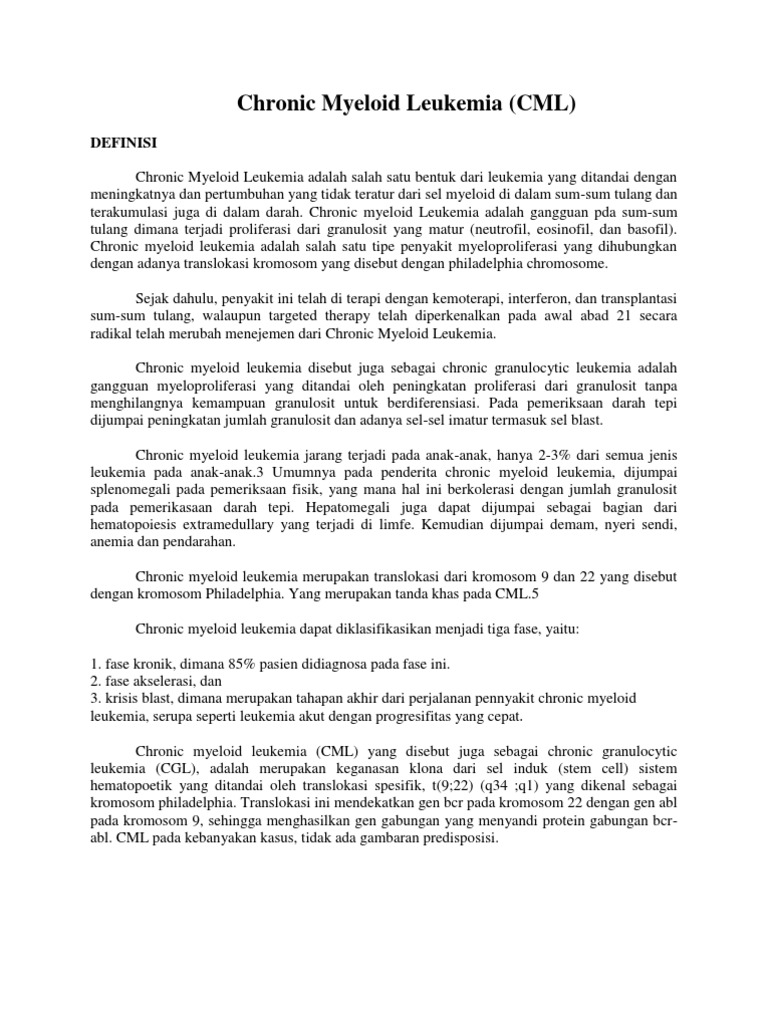 Ciri dan Tahapan Chronic Myeloid Leukemia | PDF | Kesehatan Holistik ...