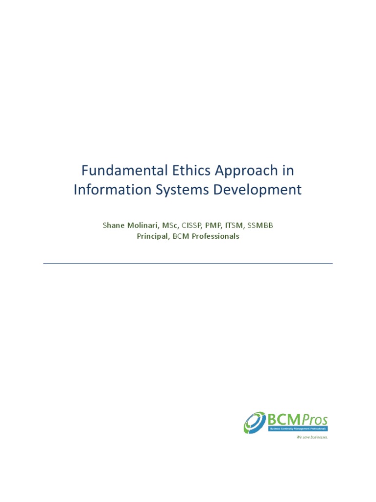 Fundamental Ethics Approach in Information Systems Development | PDF ...