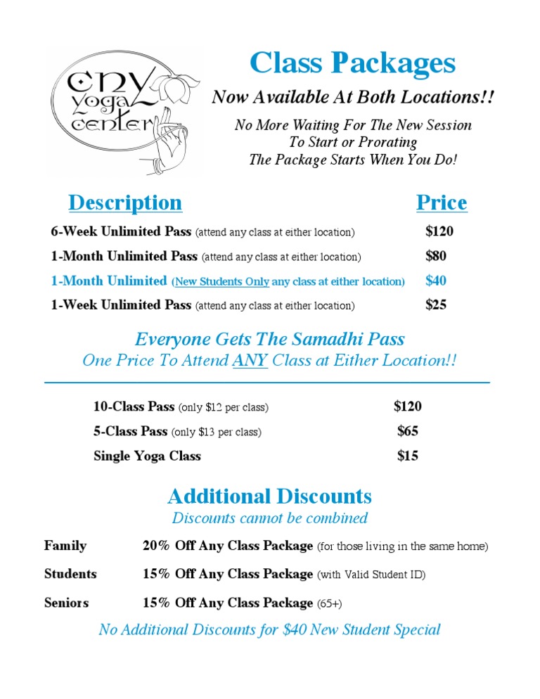 Affordable Yoga Class Packages Available | PDF | Self-Improvement ...