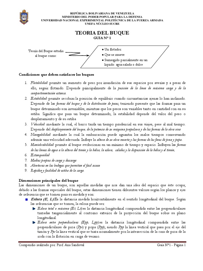 Teoría del Buque: Flotabilidad y Dimensiones | PDF | Integral | Buques