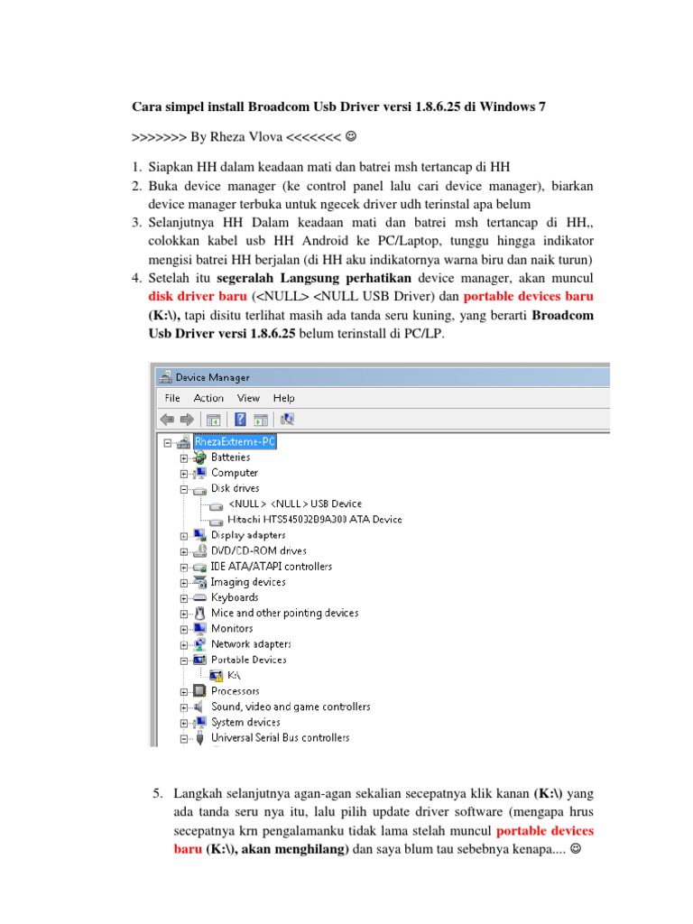 Cara Install Broadcom Usb Driver 1.8.6.25 Di Win7 by Rheza Vlova | PDF