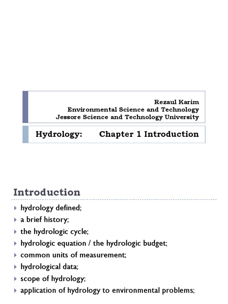 Chap 1 - Introduction PDF | PDF | Drainage Basin | Hydrology