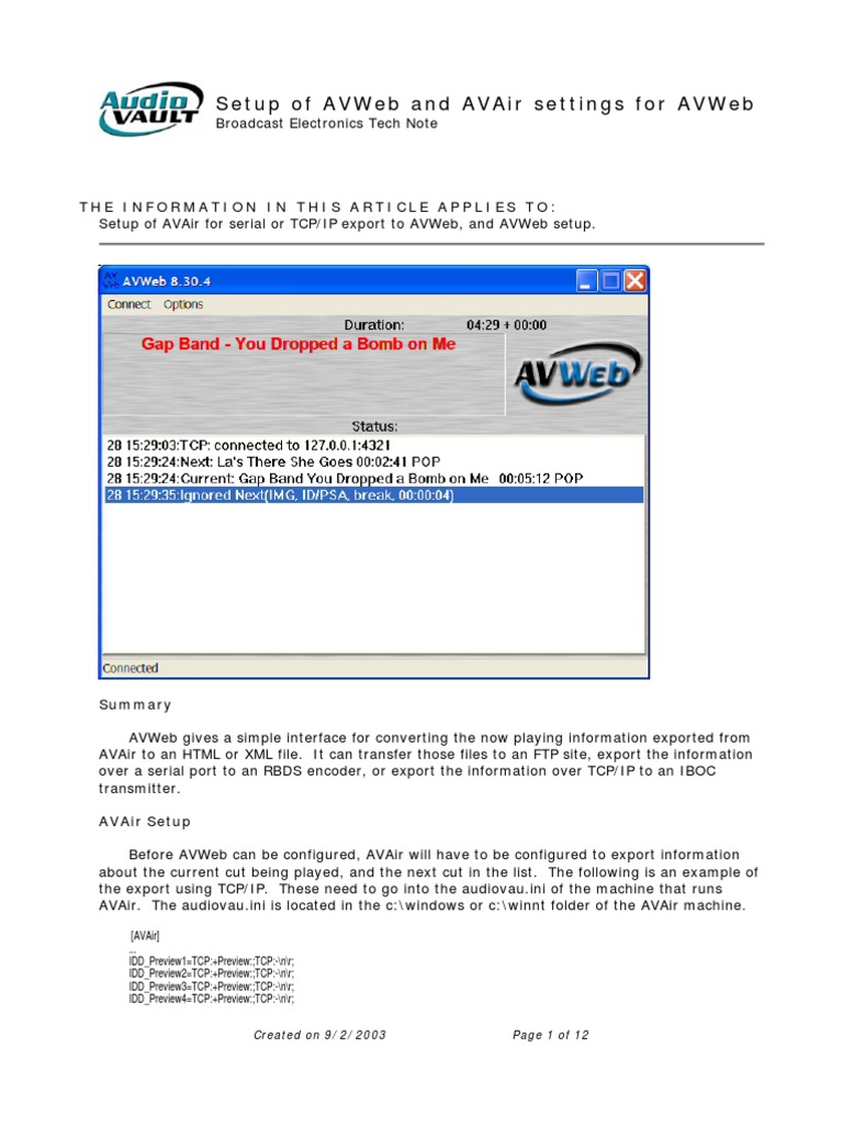 AVWeb Setup | PDF | File Transfer Protocol | Port (Computer Networking)