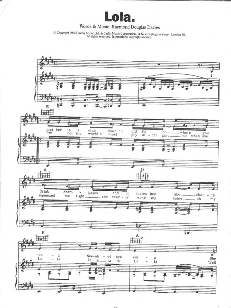 Kinks Lola | PDF | Songs Written | Song Recordings Produced