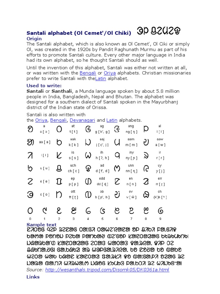 Santali Alphabets | PDF | Alphabet | Orthography