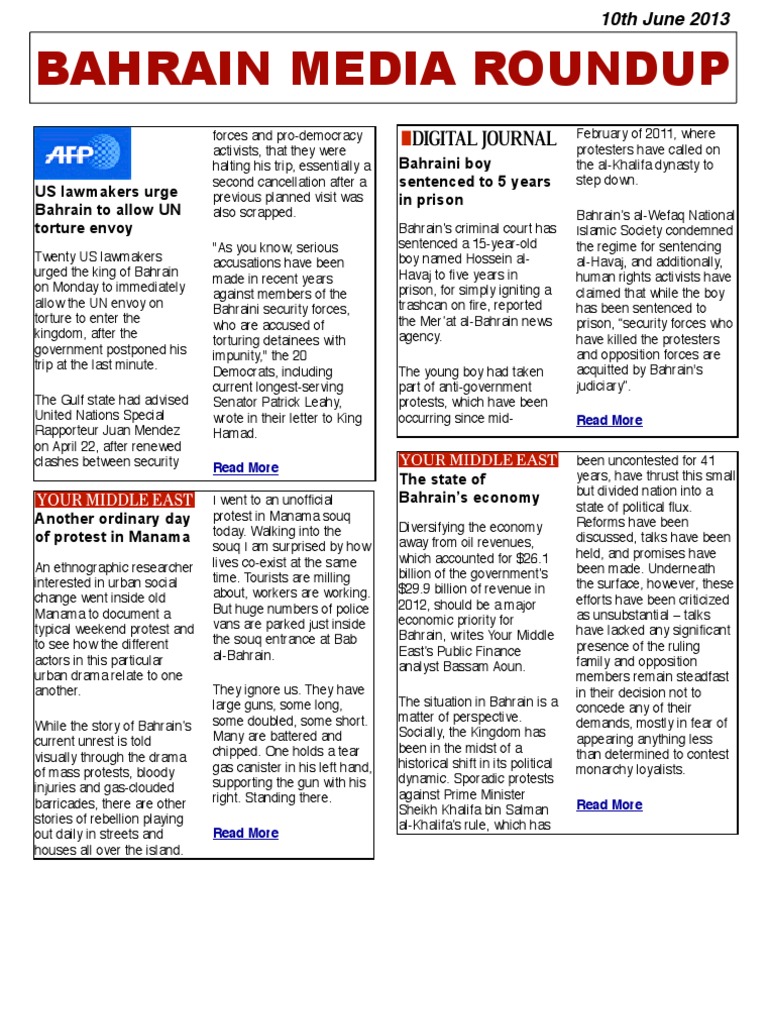 Bhmedia10 06 13 | PDF | Bahrain | Rights