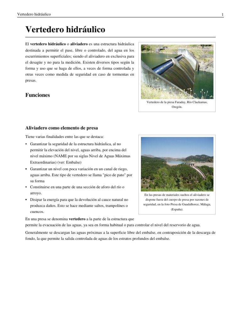 Guía de Vertederos Hidráulicos | PDF | Hidrología | Cuerpos de agua