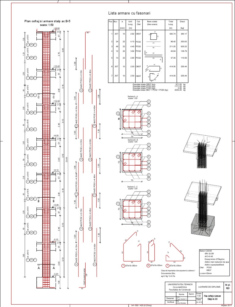 R05 Plan Armare Si Cofraj Stalp Ax B5
